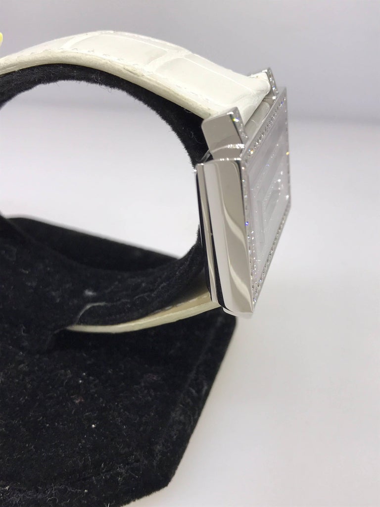 Chopard Happy Spirit 18 Karat White Gold Pave Diamond Leather Band ...