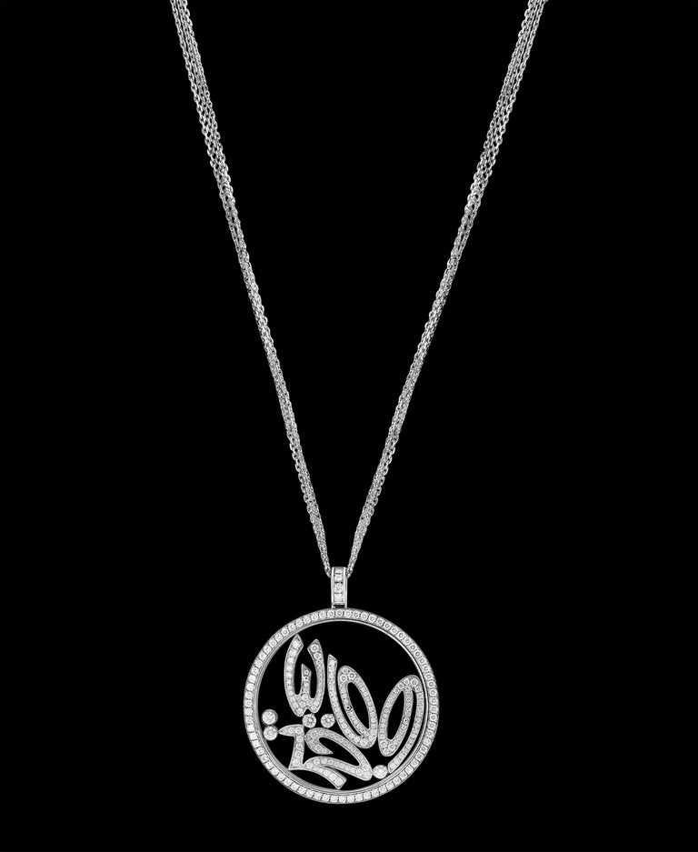 Chopard Happy Spirit 18 Karat White Gold Diamond Pendant Necklace Large ...