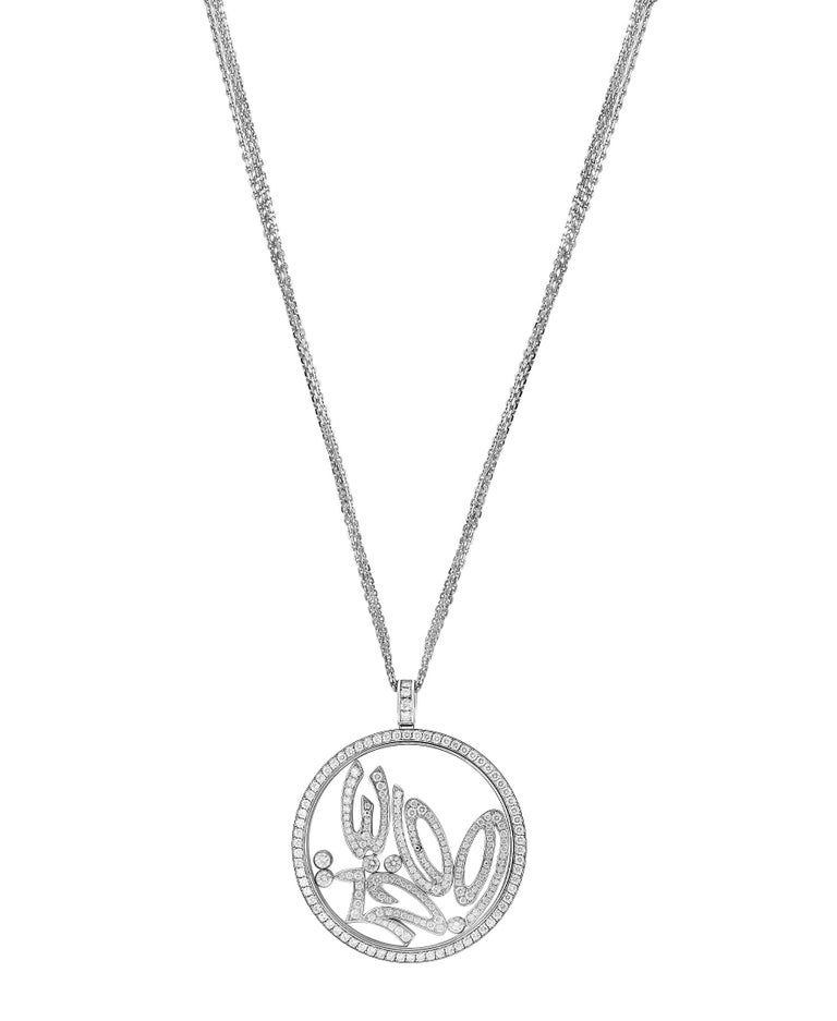 Chopard Happy Spirit 18 Karat White Gold Diamond Pendant Necklace Large ...