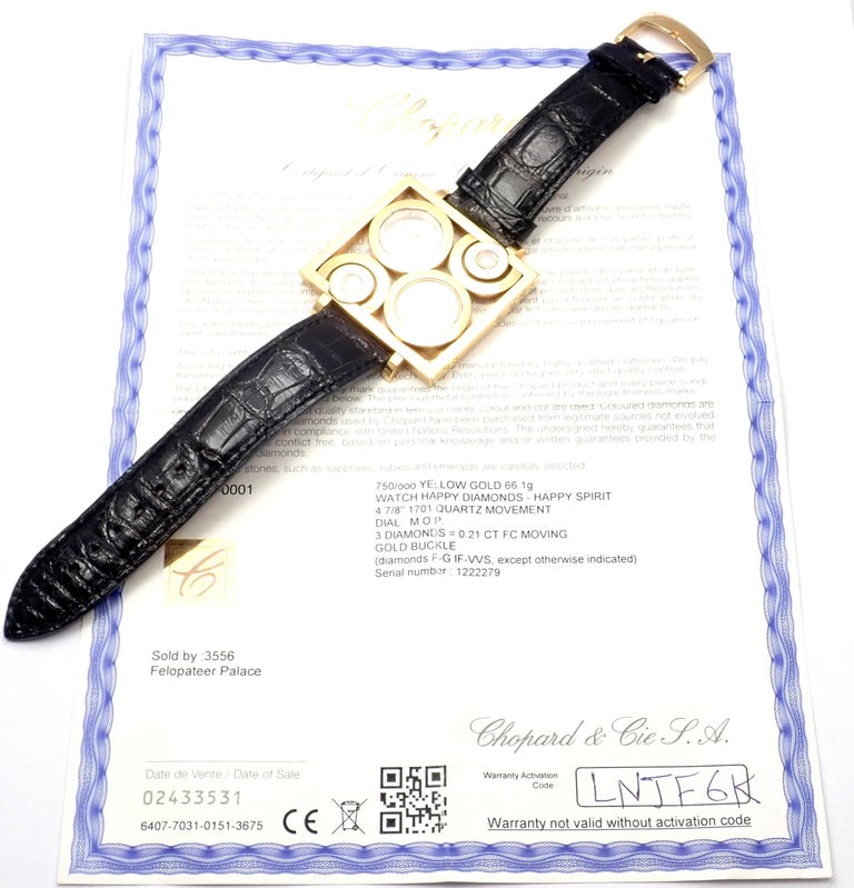 Chopard Happy Spirit Floating Diamond Yellow Gold Large Watch at ...
