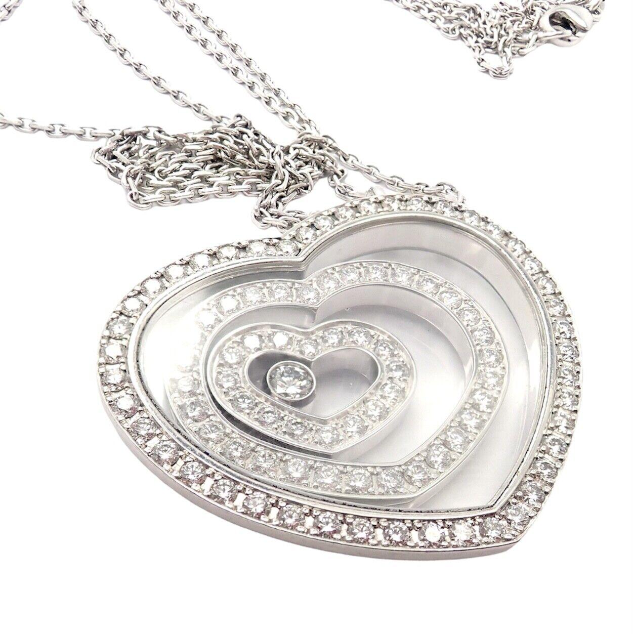 Chopard Happy Spirit Heart Diamond Large White Gold Pendant Necklace at ...