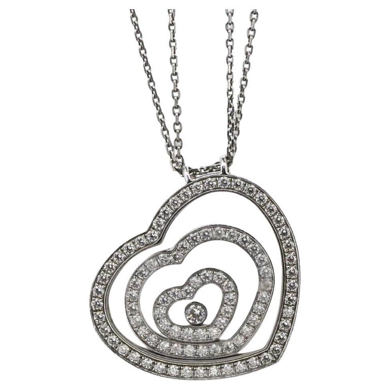 Chopard Happy Spirit Heart Pendant Necklace 18k White Gold For Sale at ...