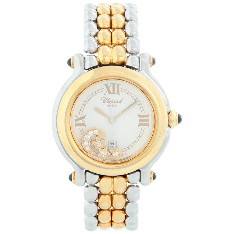 Chopard Happy Sport 18 Karat Yellow Gold and Stainless Steel Watch at ...
