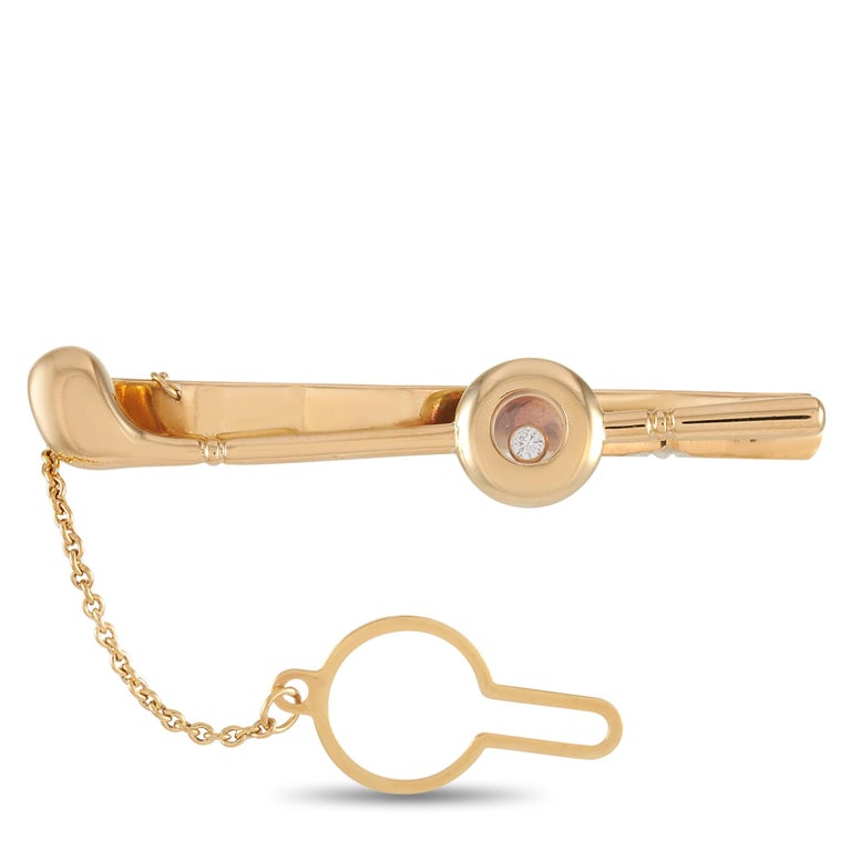 Chopard Happy Sport 18K Yellow Gold Diamond Golf Club Tie Bar For Sale ...