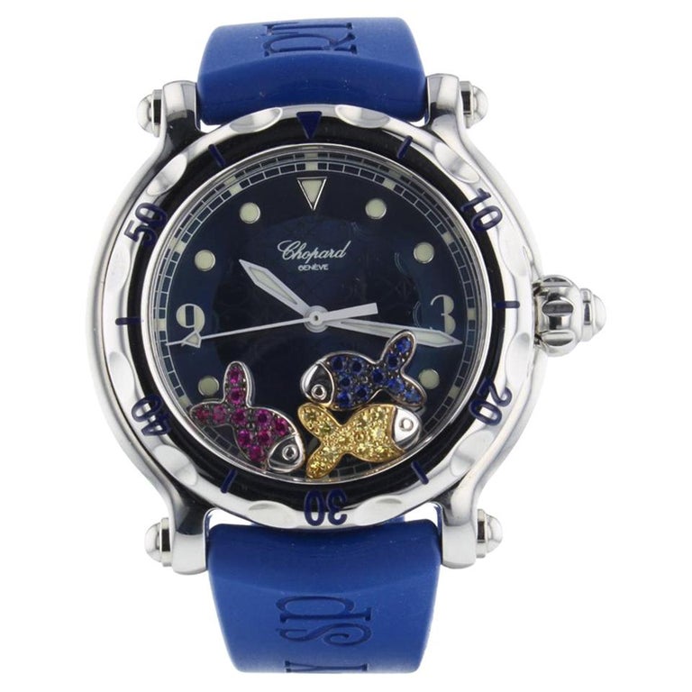 Chopard Happy Sport 28/8347-8, Blue Dial, Certified and Warranty at 1stDibs