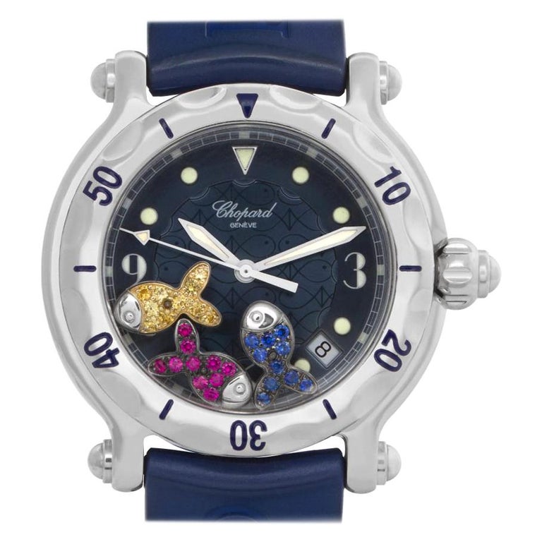Chopard Happy Sport 288347, Blue Dial, Certified and Warranty at 1stDibs