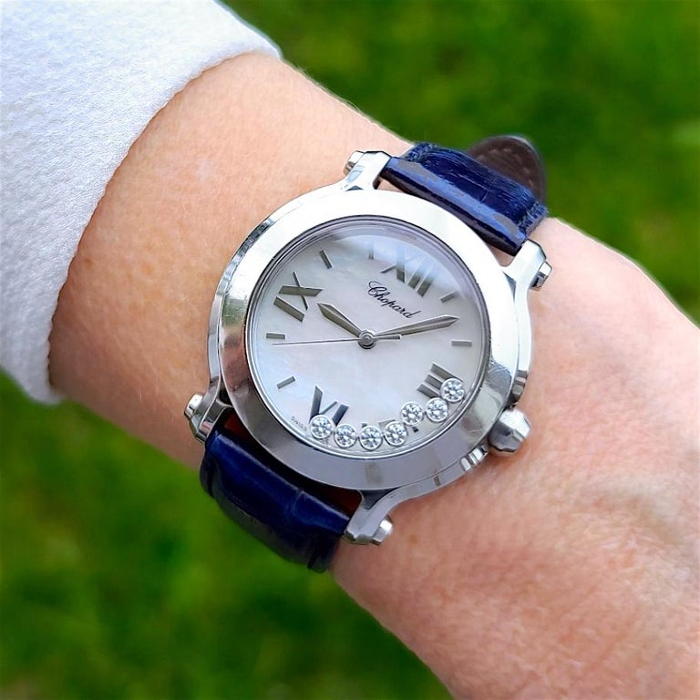 Chopard Happy Sport 8475 Round 7 Diamonds MOP Mother of Pearl Dial ...
