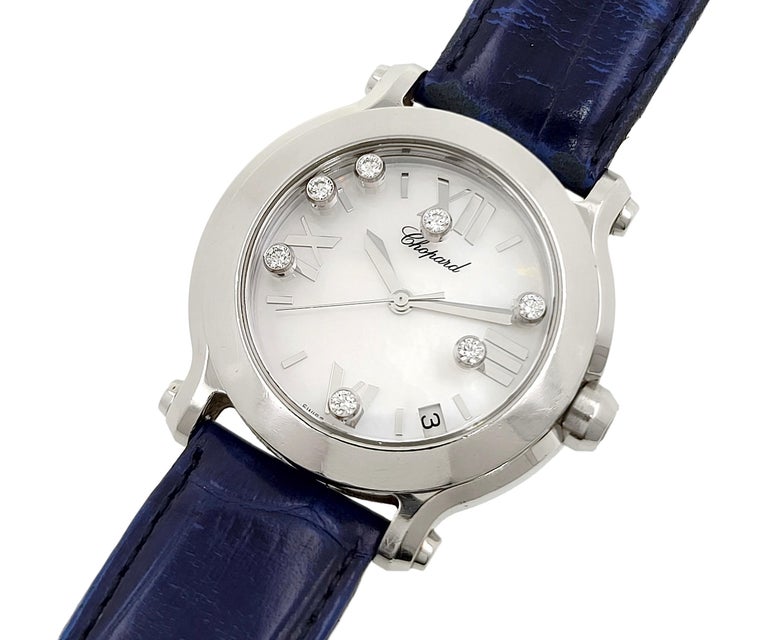 Chopard Happy Sport 8475 Round 7 Diamonds MOP Mother of Pearl Dial ...