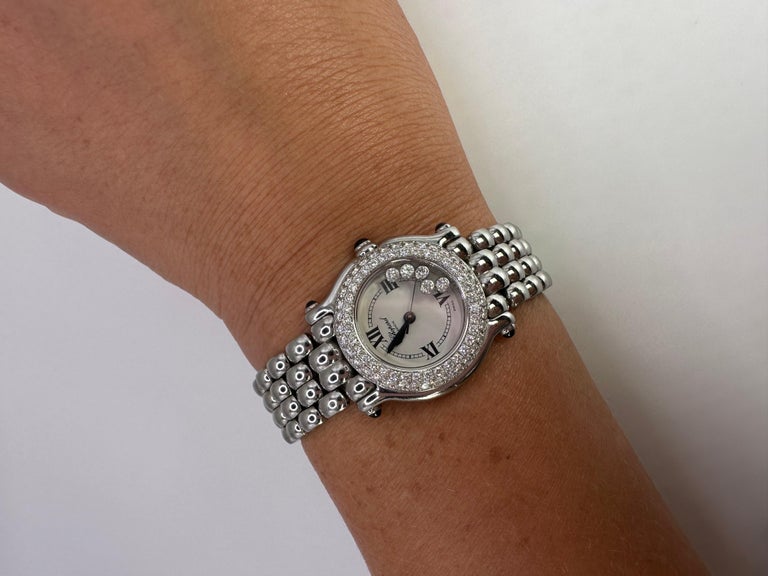 Chopard Happy Sport Diamond Watch Ss 5 Diamonds For Sale at 1stDibs