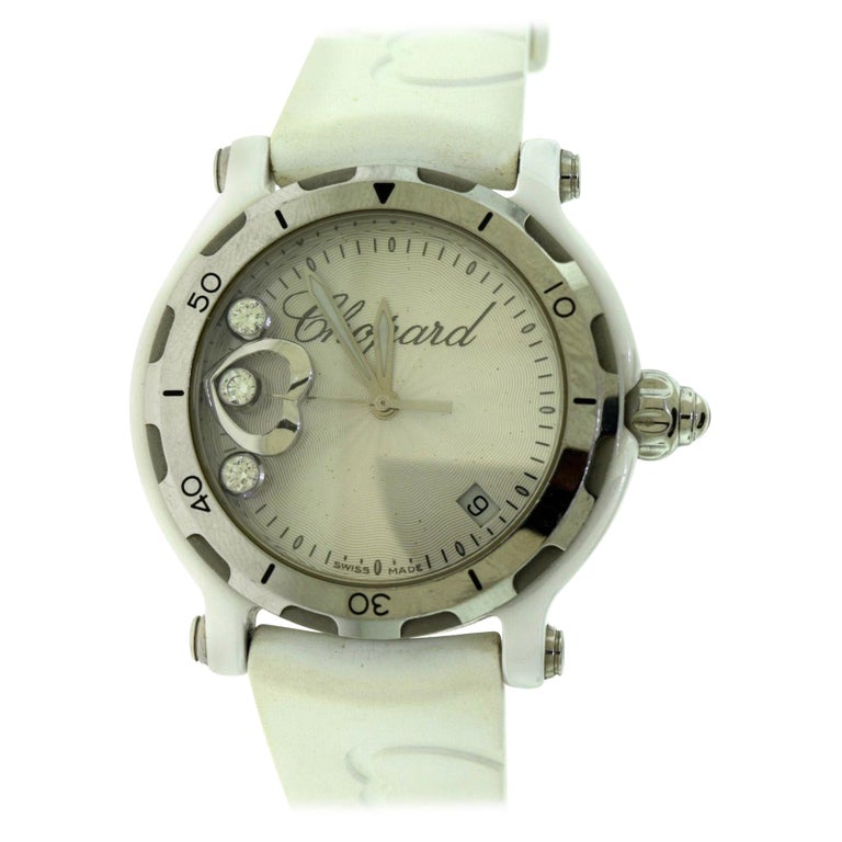 Chopard Happy Sport Heart Ltd. Edition Floating Diamond White Rubber ...