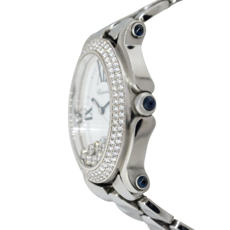 Chopard Happy Sport Large Floating Diamond Dial Watch For Sale at 1stDibs