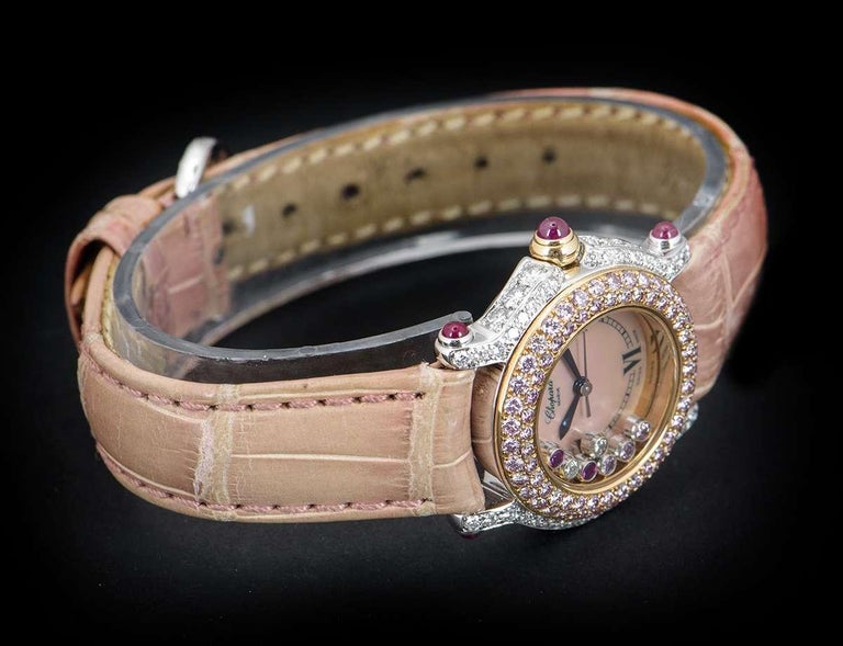 Chopard Happy Sport Pink and White Diamond Set Pink Mother of Pearl ...
