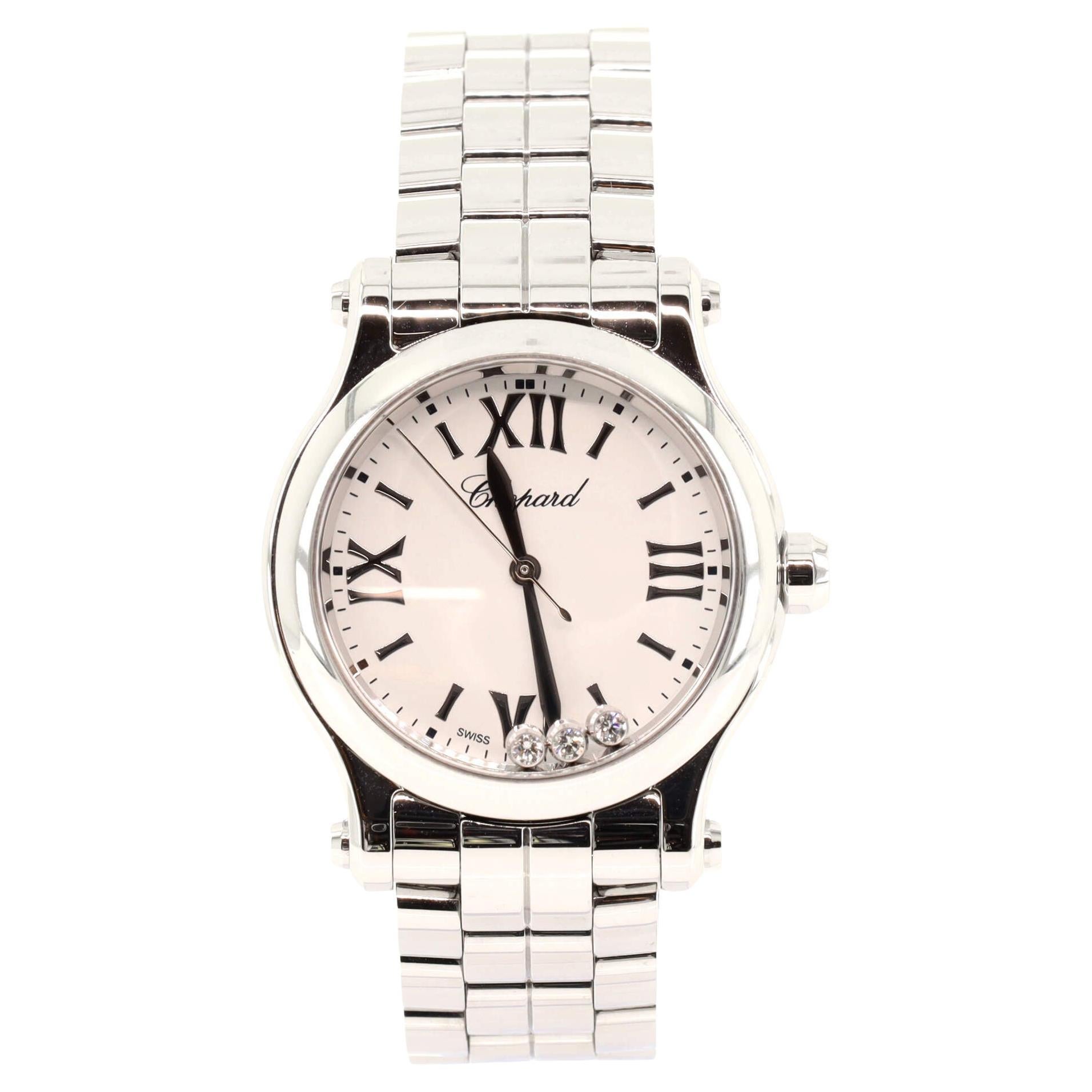 Chopard Montre Happy Sport pour femme en acier inoxydable et diamants ...