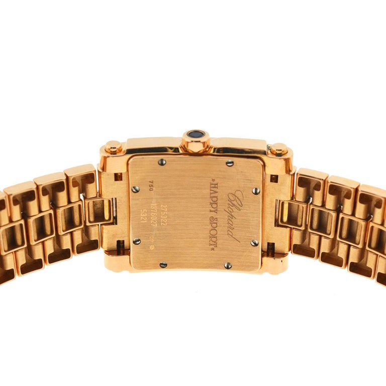 Chopard Happy Sport Square 18k Rose Gold 7 Floating Diamonds MOP Dial ...