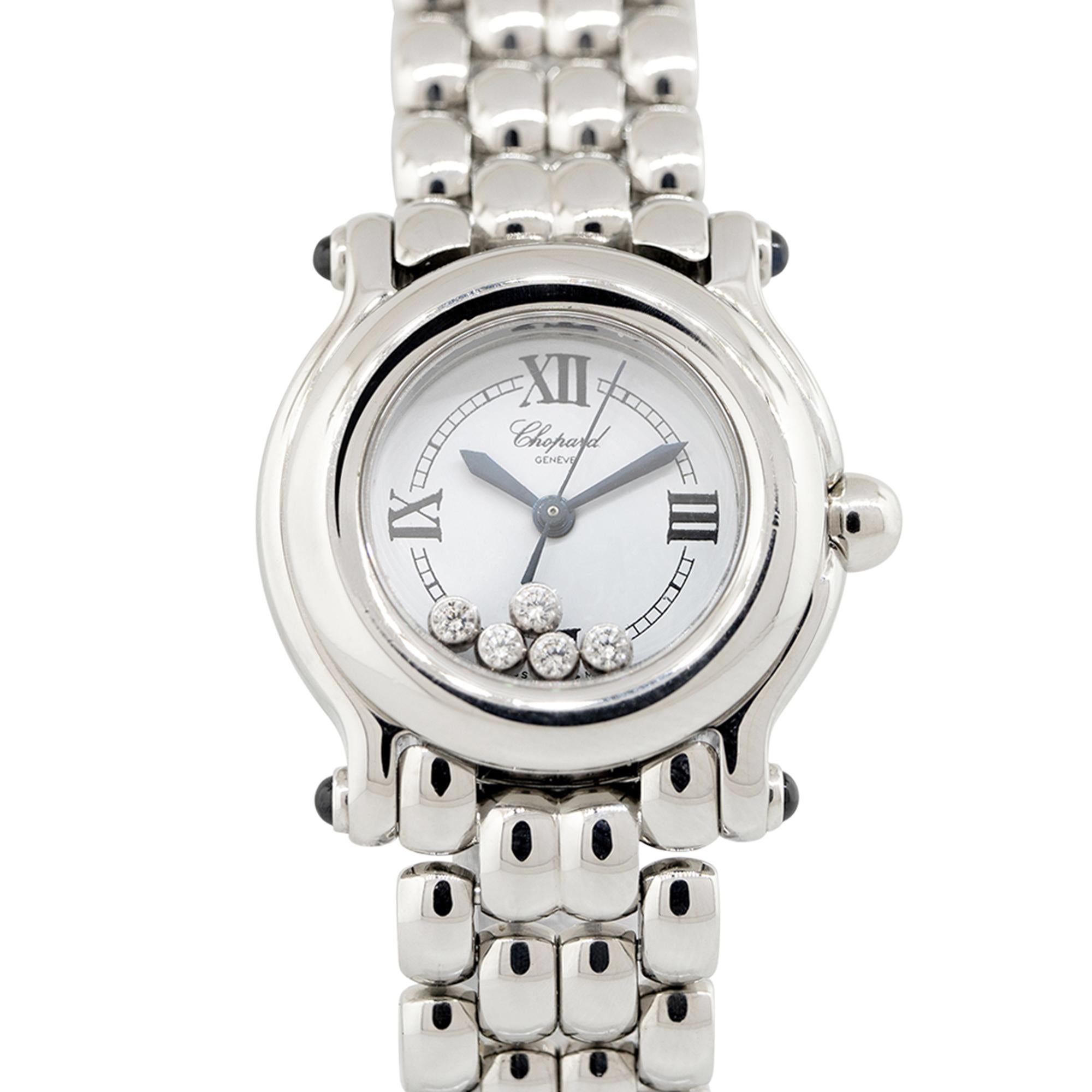 Chopard Happy Sport Stainless Steel Diamond Ladies Watch in Stock For Sale at 1stDibs