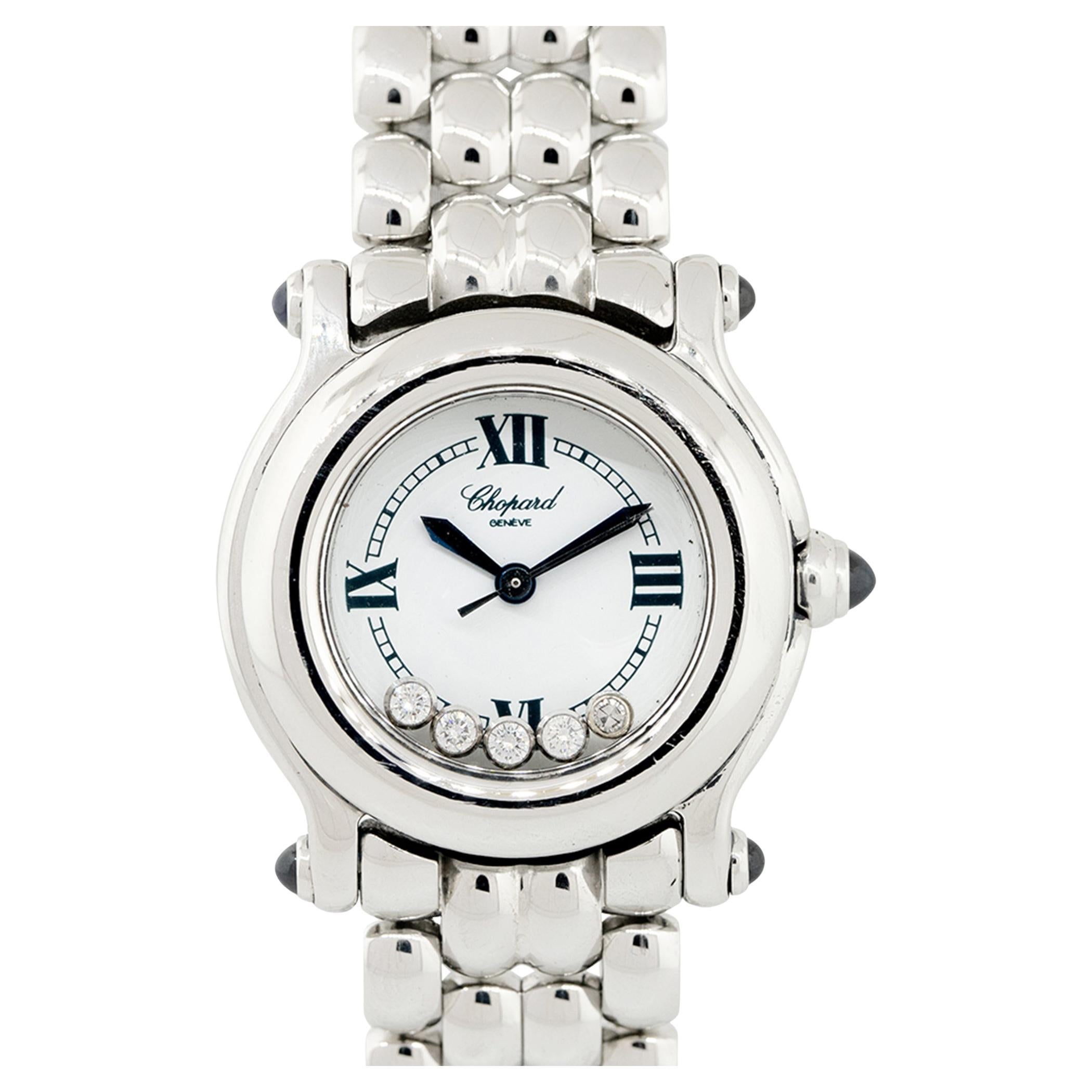 Chopard Happy Sport Stainless Steel Diamond Ladies Watch in Stock For Sale at 1stDibs