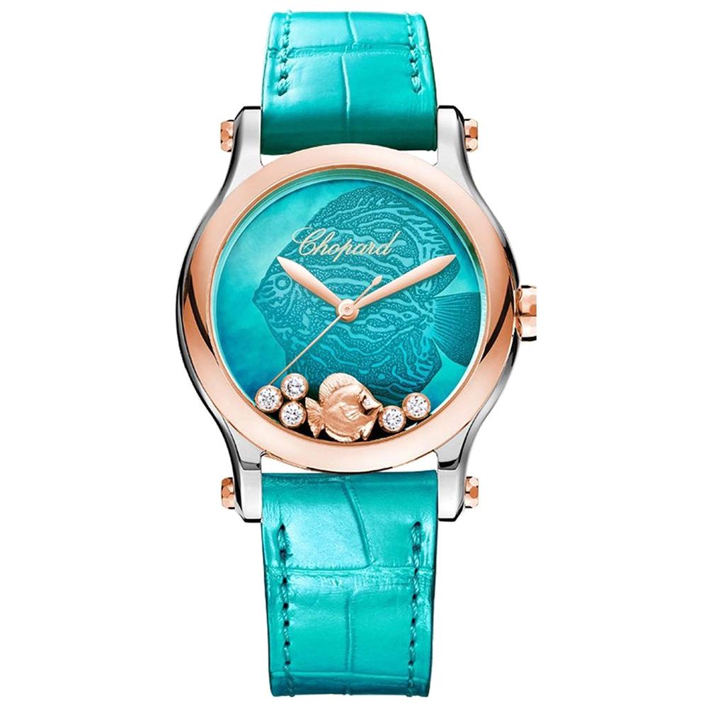 CHOPARD Yellow Gold, Diamond, Ruby Happy Diamonds Bangle Watch at 1stDibs