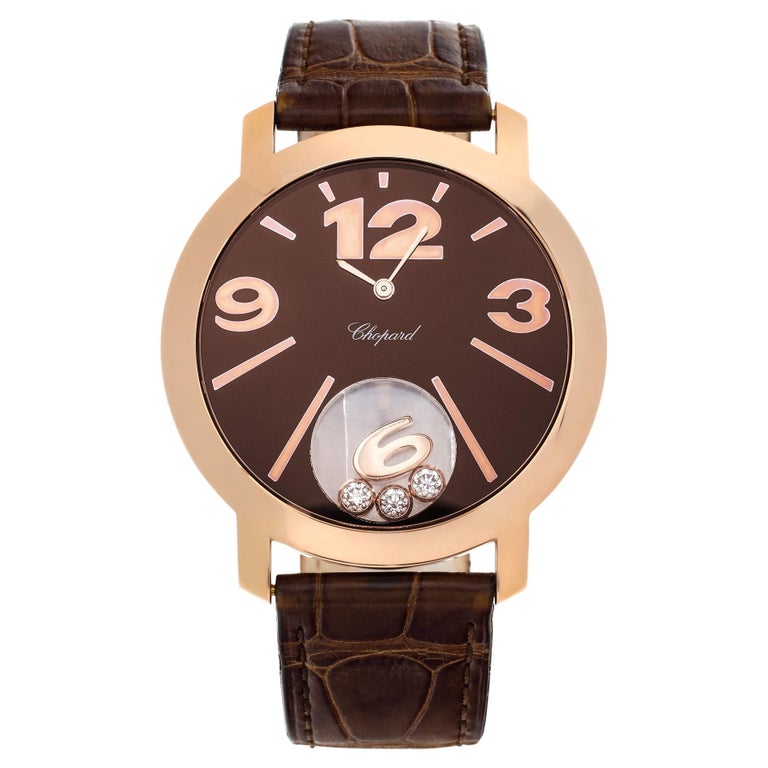 Chopard Happy Sun in 18k Rose Gold 4176 Brown Dial 40mm Quartz Watch For Sale at 1stDibs