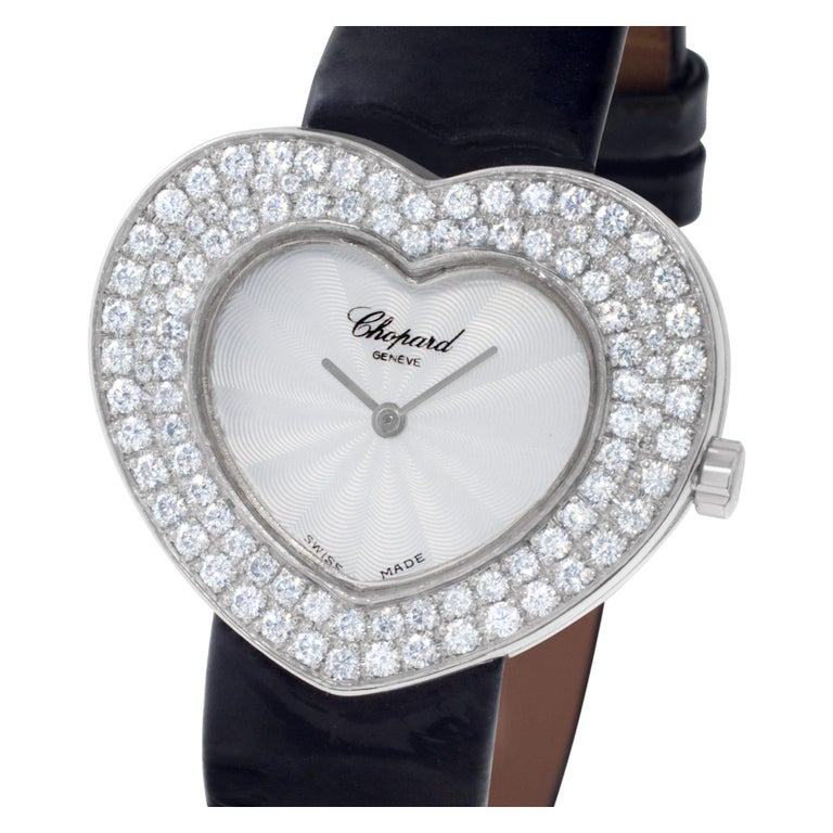 Chopard Heart Watch in 18k White Gold with Custom Diamond Bezel Ref ...