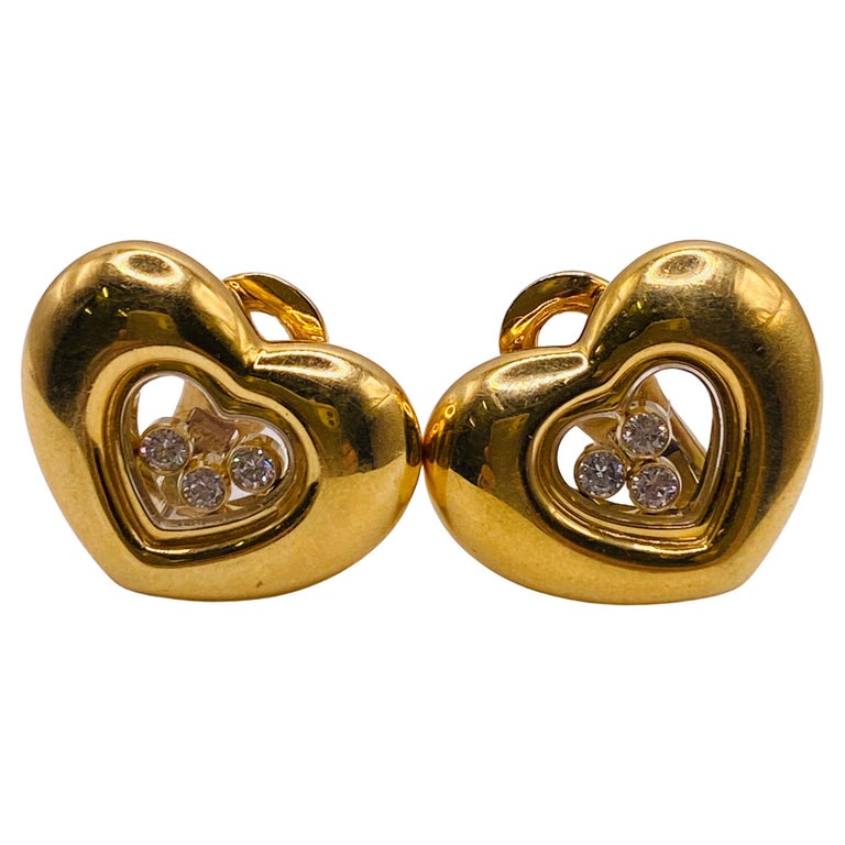 Chopard Heart Clip Earrings with Dancing Diamonds For Sale at 1stDibs