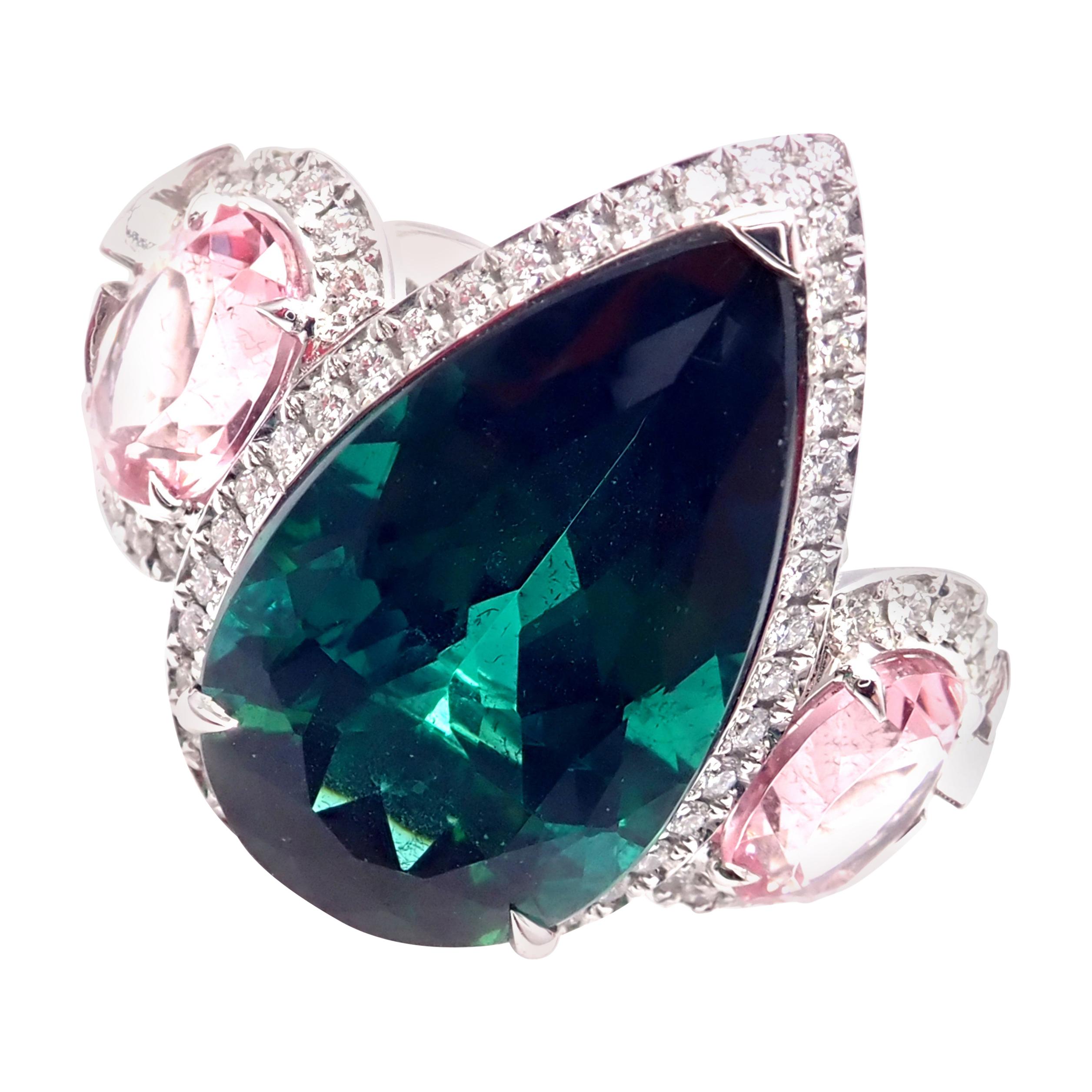 Chopard High Jewelry Diamond Large Green and Pink Tourmaline White Gold ...