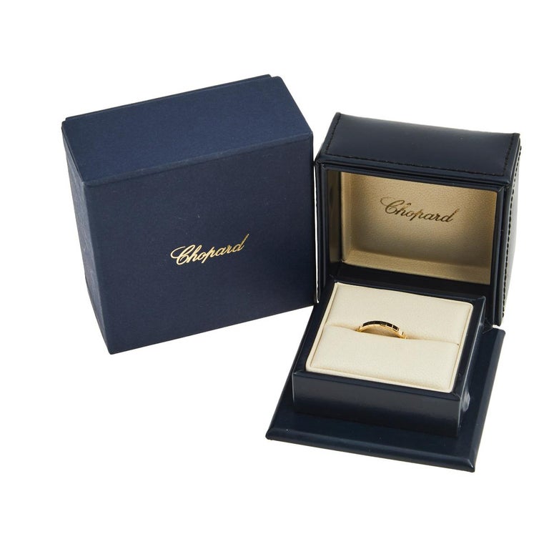 Chopard Ice Cube 1 Diamond 18K Rose Gold Ring Size 53 at 1stDibs