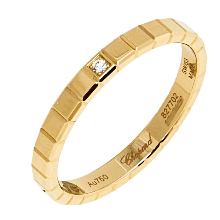 Chopard Ice Cube 1 Diamond 18K Rose Gold Ring Size 53 at 1stDibs