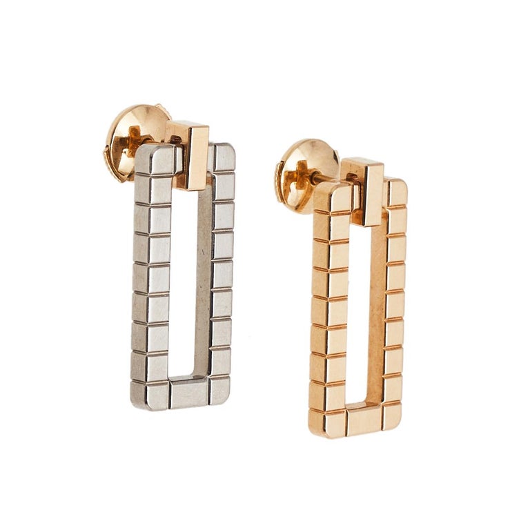 Chopard Ice Cube 18K Two Tone Gold Earrings at 1stDibs