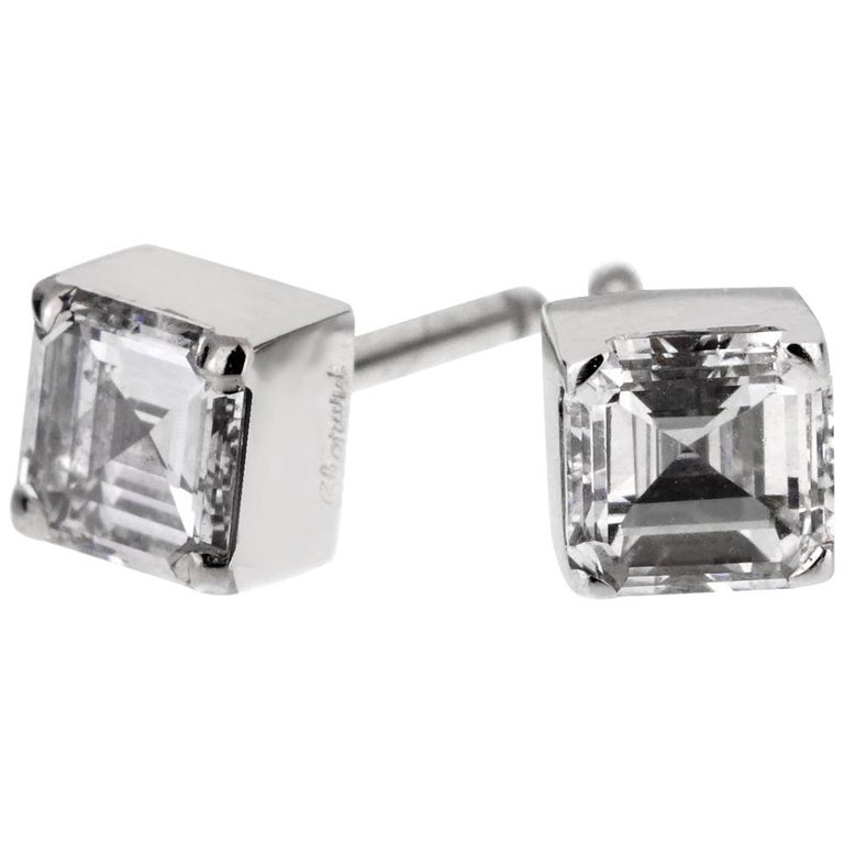 Chopard Ice Cube .96 Carat Square Cut Diamond Stud Earrings For Sale at ...