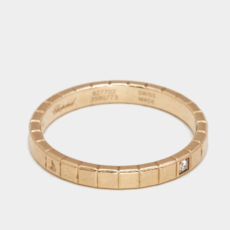 Chopard Ice Cube Diamond 18k Rose Gold Band Ring Size 53 For Sale at ...