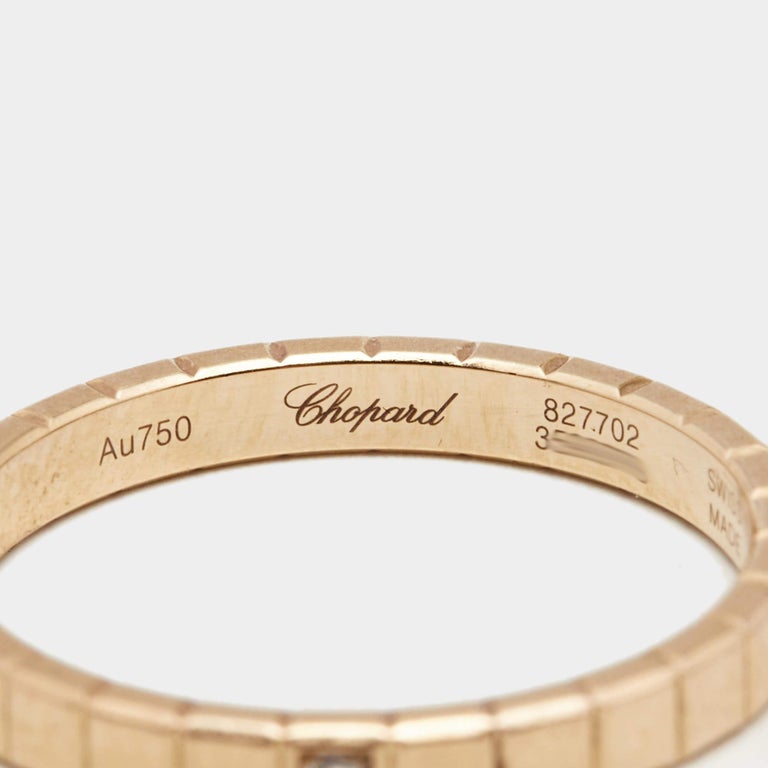 Chopard Ice Cube Diamond 18k Rose Gold Band Ring Size 53 For Sale at ...