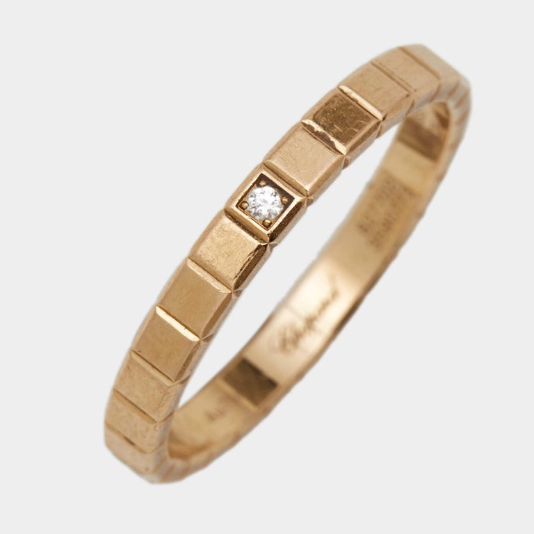 Chopard Ice Cube Diamond 18k Rose Gold Band Ring Size 53 For Sale at ...