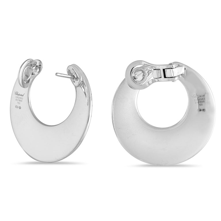 Chopard Imperiale 18 Karat White Gold Diamond Hoop Omega Earrings at ...