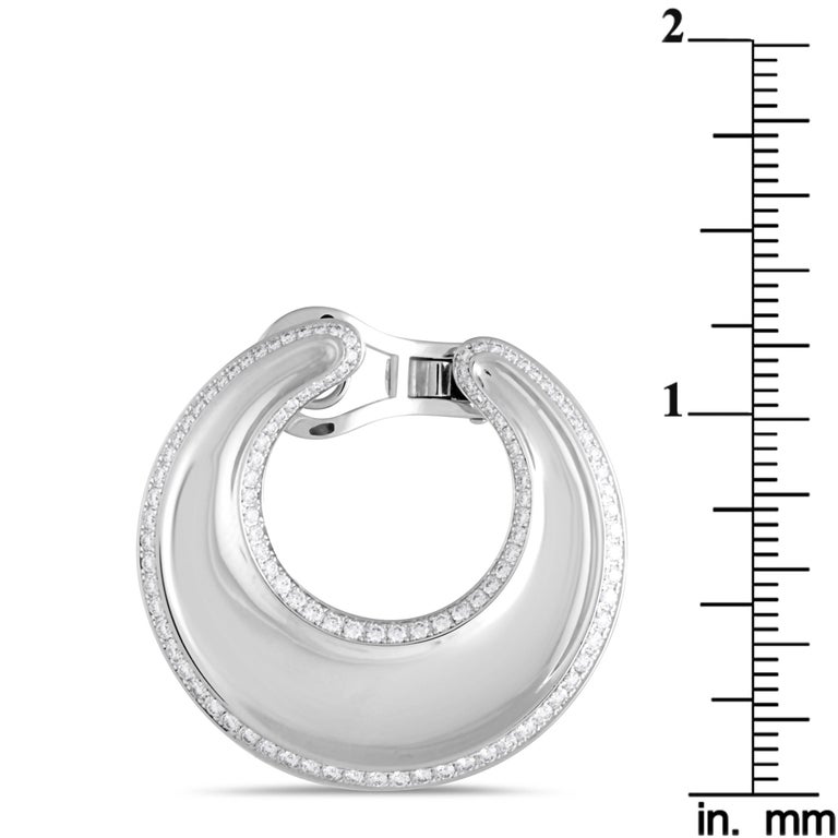 Chopard Imperiale 18 Karat White Gold Diamond Hoop Omega Earrings at ...