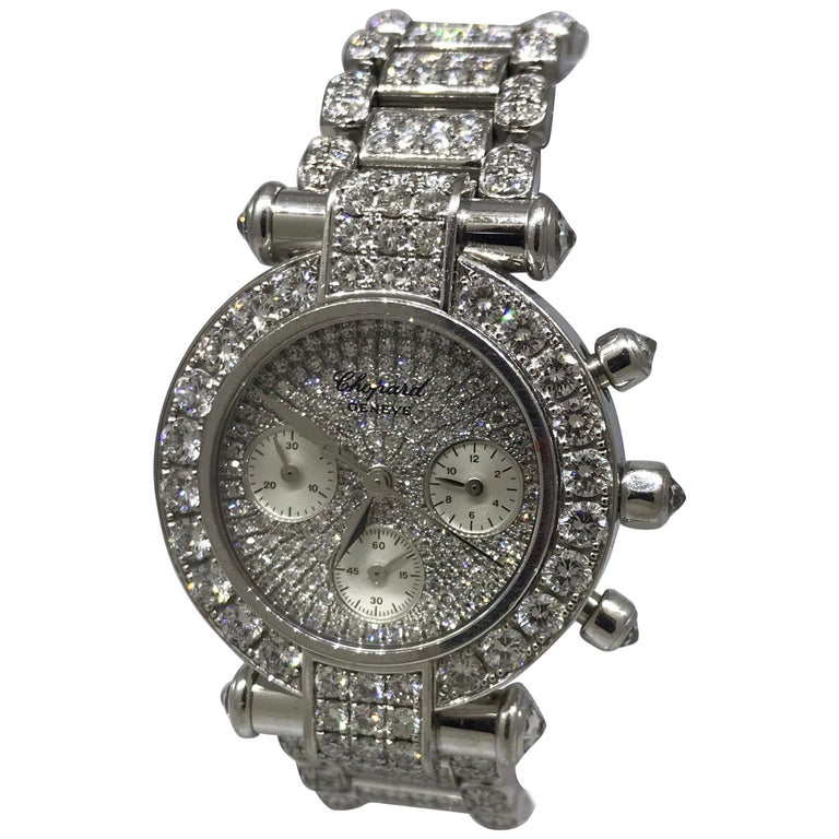 Chopard Imperiale White Gold Pavé Diamond Chronograph Bracelet Ladies ...