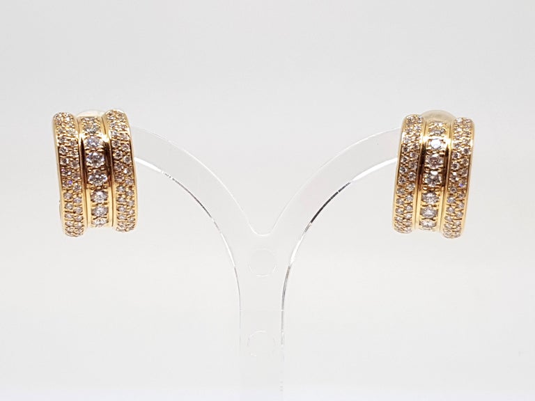 Chopard La Strada Original 18 Karat Yellow Gold White Pave Diamond Hoop ...