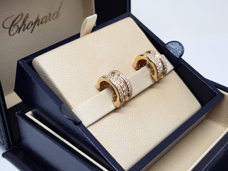Chopard La Strada Original 18 Karat Yellow Gold White Pave Diamond Hoop ...