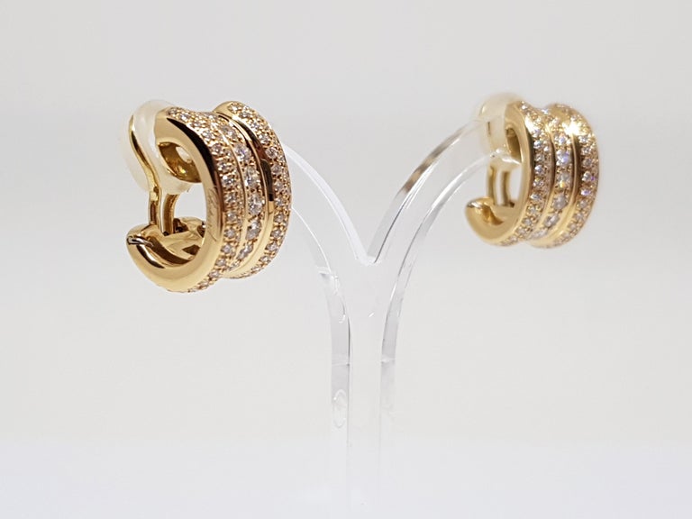 Chopard La Strada Original 18 Karat Yellow Gold White Pave Diamond Hoop ...