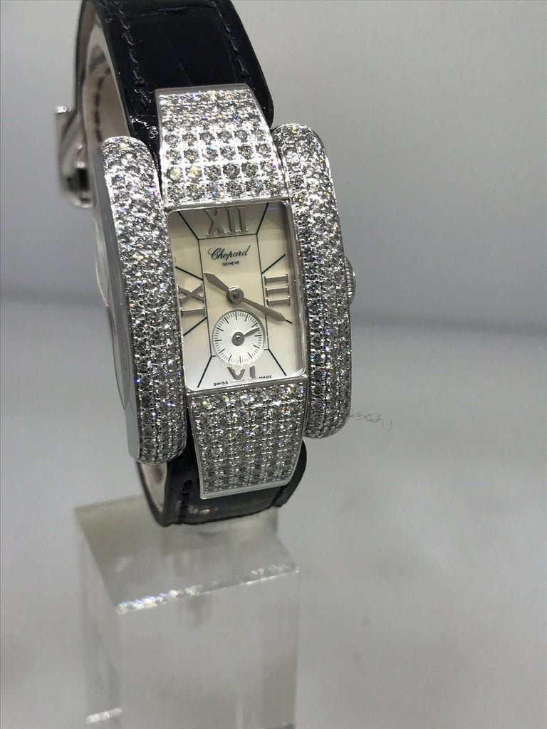 Chopard La Strada White Gold Diamond Leather Band Ladies Watch 41/6847 ...