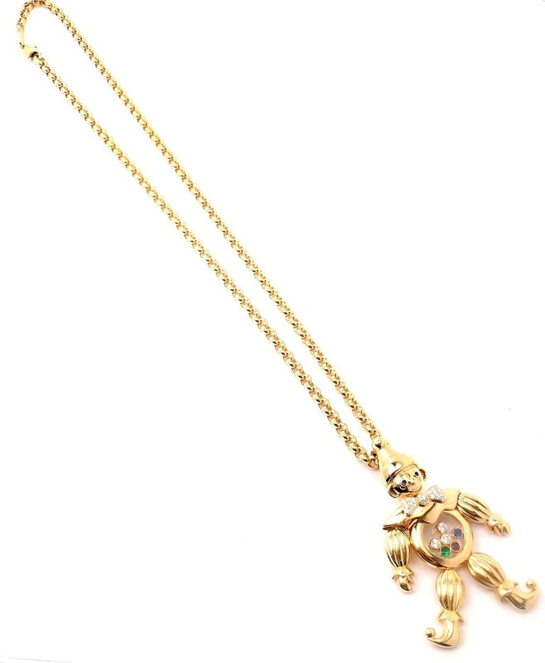 Chopard Large Happy Clown Diamond Ruby Emerald Sapphire Gold Pendant ...