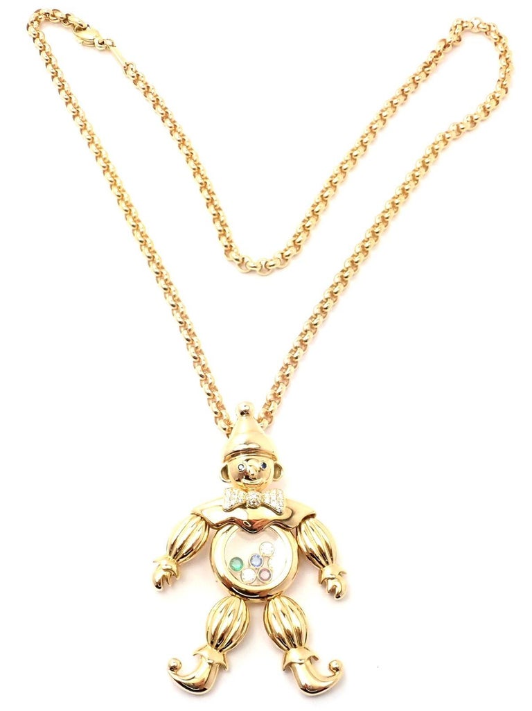 Chopard Large Happy Clown Diamond Ruby Emerald Sapphire Gold Pendant ...