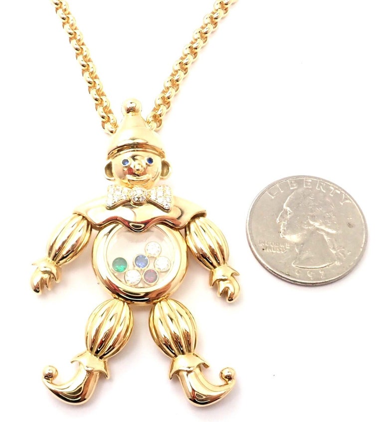 Chopard Large Happy Clown Diamond Ruby Emerald Sapphire Gold Pendant ...