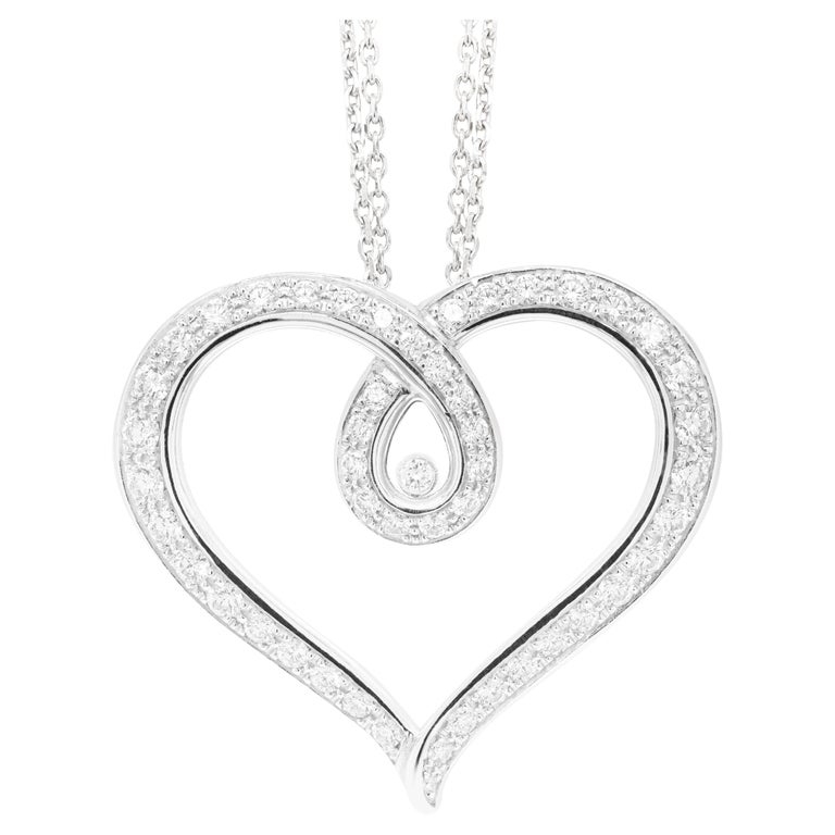 Chopard Large Happy Diamonds 18 Carat White Gold Loop Heart Pendant and ...