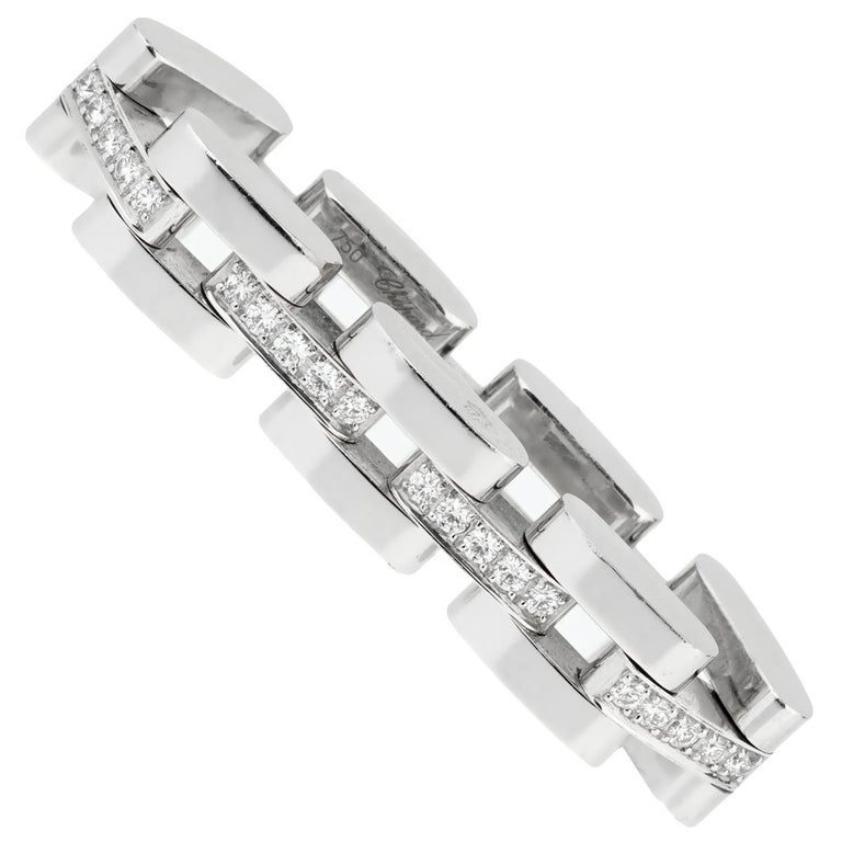 Chopard Les Chaines 3-Row White Gold Diamond Ring For Sale at 1stDibs