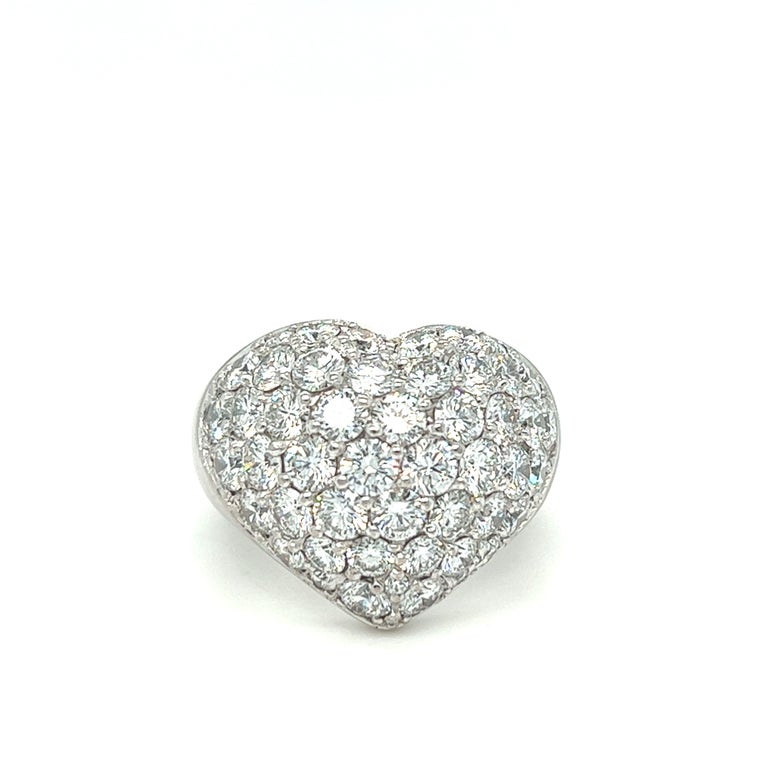 Chopard Love Heart Shaped Bombé Diamonds 18k White Gold Cocktail Ring ...