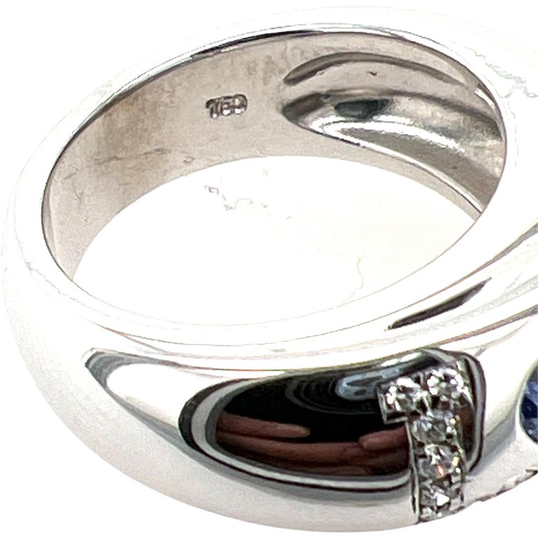 Chopard Love Natural Blue Sapphire Diamond 18 Karat White Gold Band ...