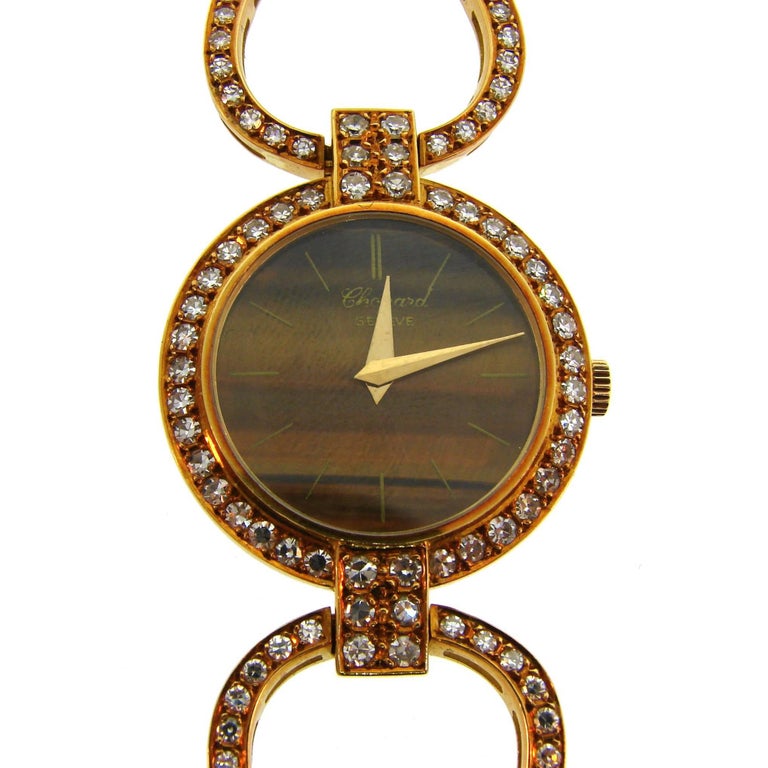 Chopard LUC Yellow Gold Tiger's Eye Diamond Lady's Watch Bracelet ...