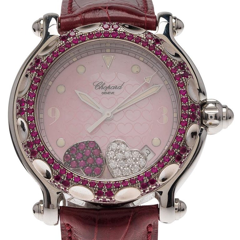 Chopard Pink Mother of Pearl Stainless Steel Chopard Happy Sport Women ...