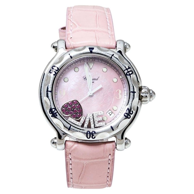 Chopard Pink Stainless Steel Diamonds Love Happy Sport Women's ...