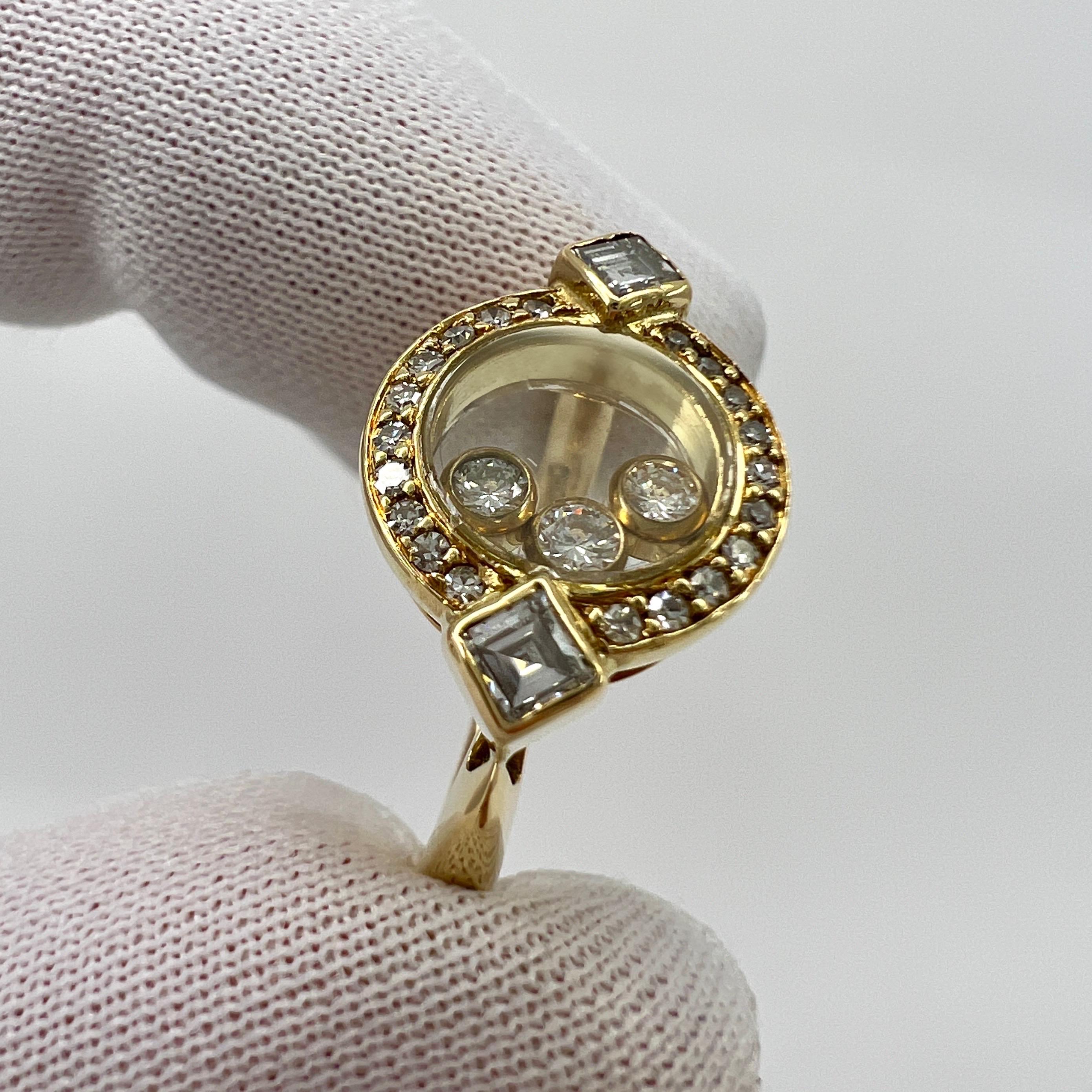 Chopard Rare Vintage Happy Diamonds 18k Yellow Gold Diamond Ring with ...